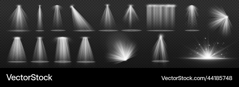 Spark spotlight white light effect glowing ray Vector Image