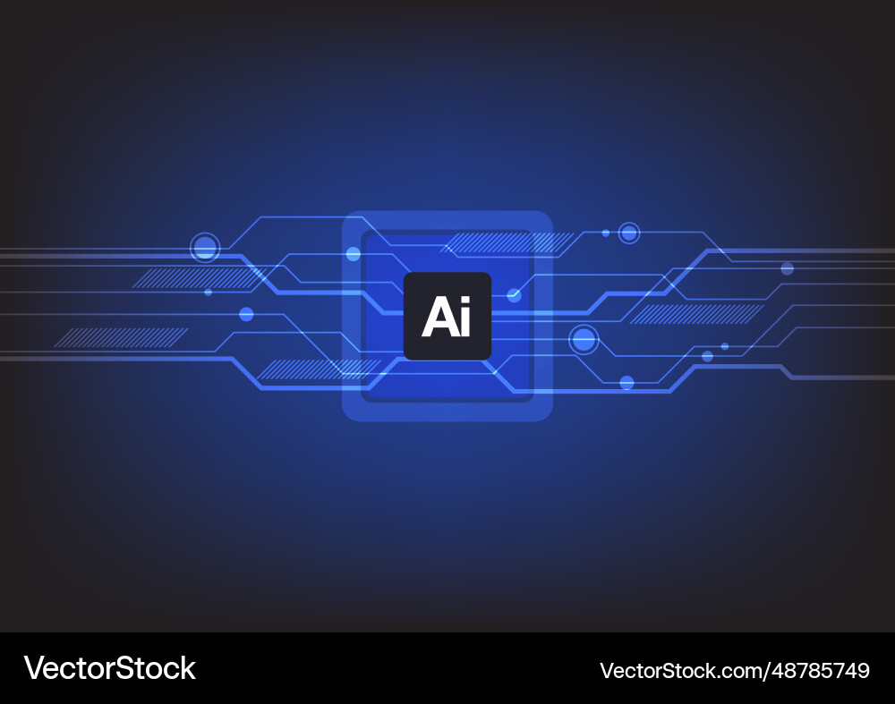 Ai artificial intelligence chip Royalty Free Vector Image