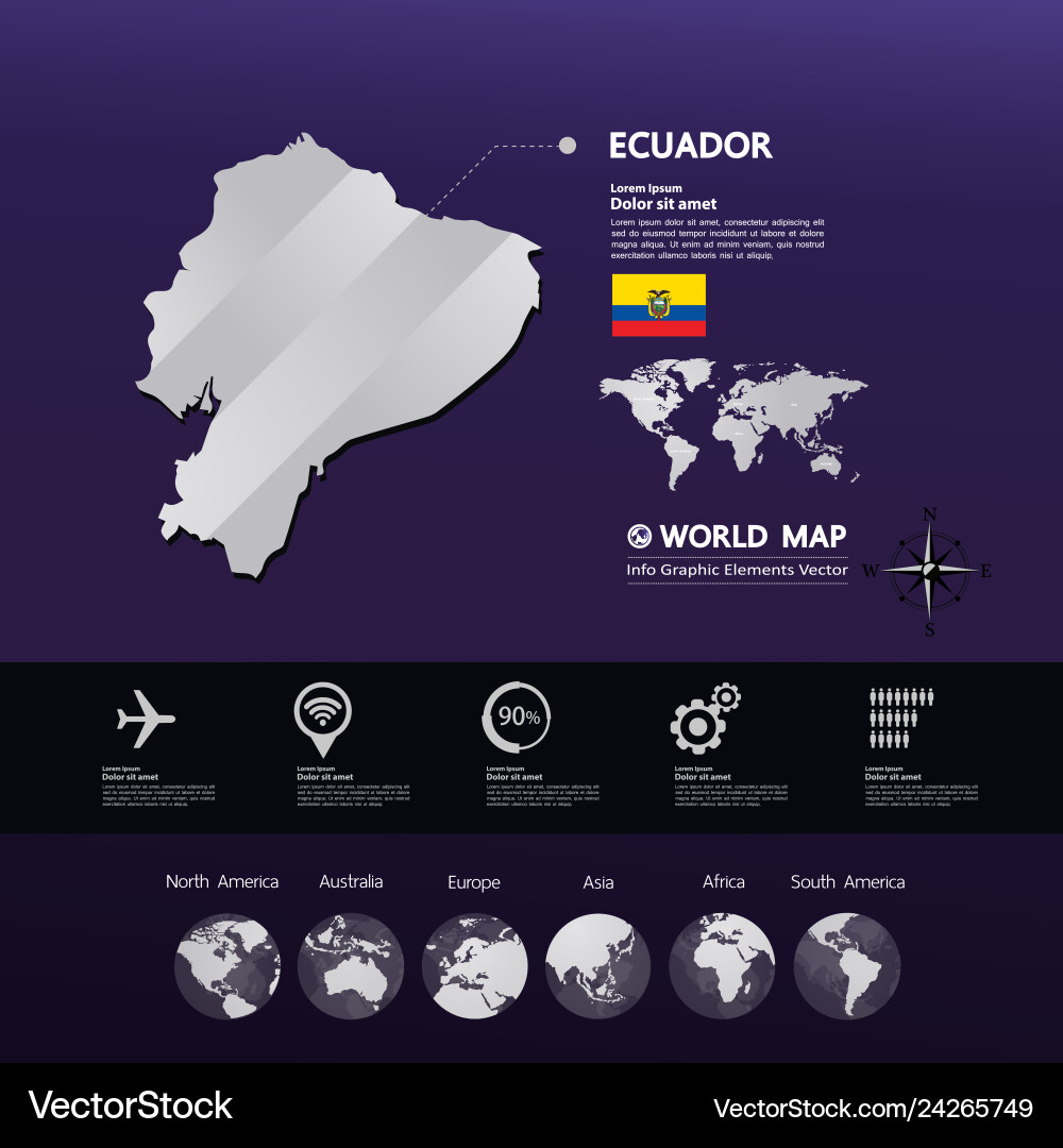 Ecuador map Royalty Free Vector Image - VectorStock