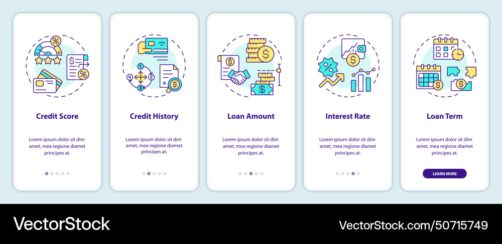 Essential lending elements onboarding mobile app Vector Image
