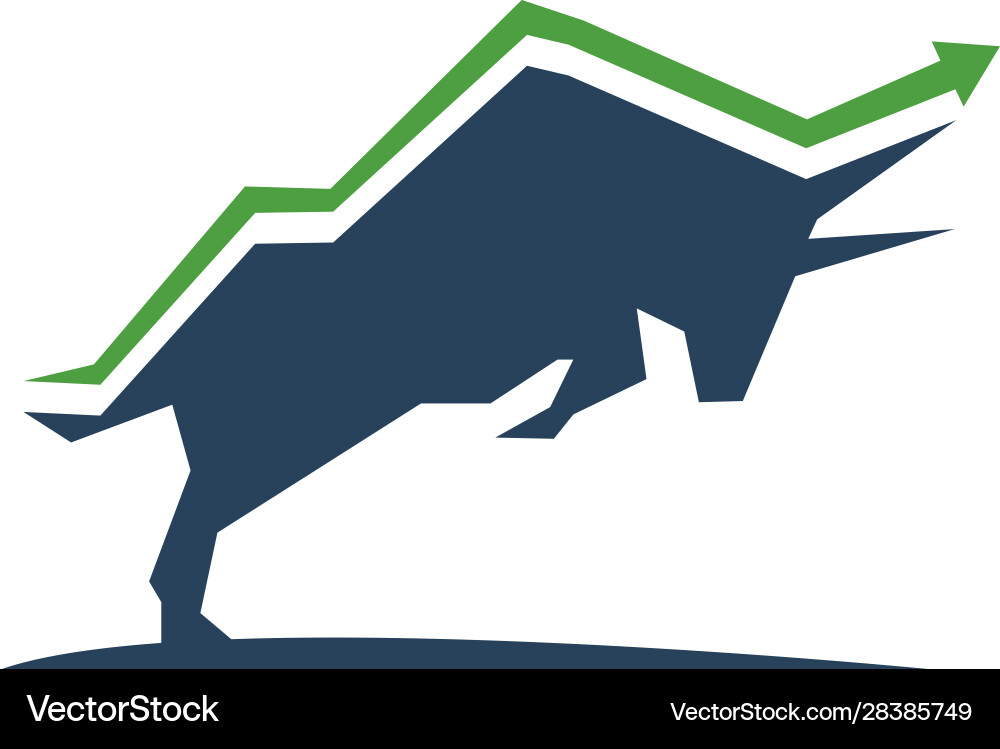 Financial bull logo design trade chart Royalty Free Vector