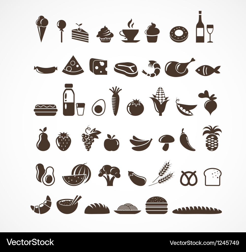 Food icons and elements Royalty Free Vector Image
