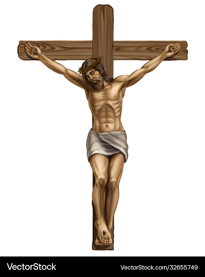 Jesus christ crucified on cross Royalty Free Vector Image