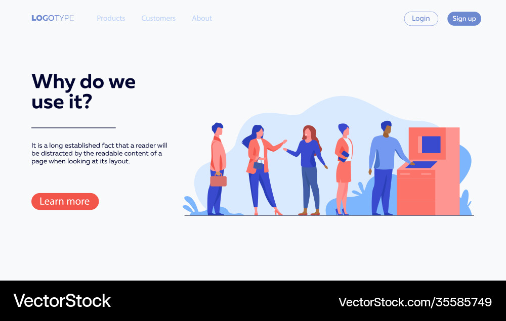 People waiting in queue for bank machine Vector Image