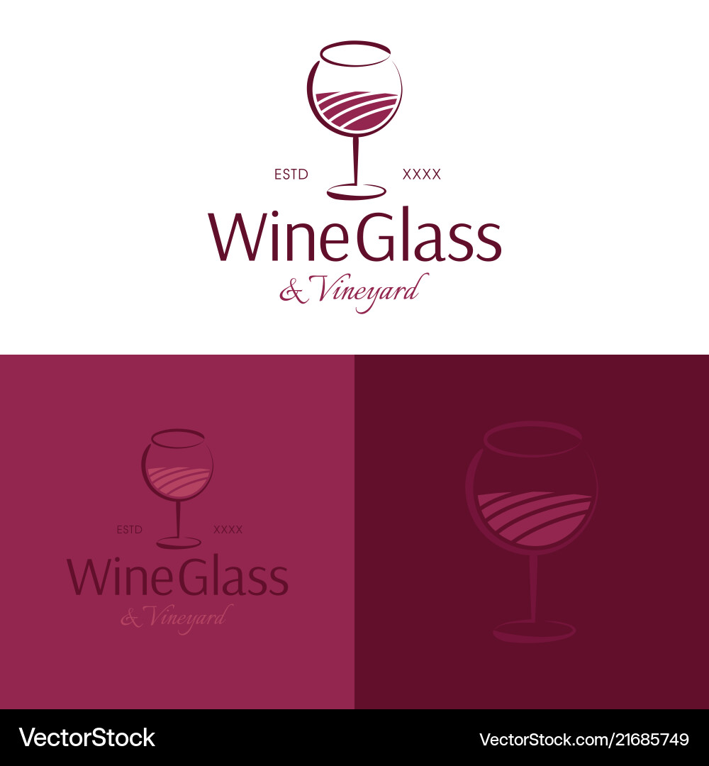 Wine glass and vineyard logo icon Royalty Free Vector Image