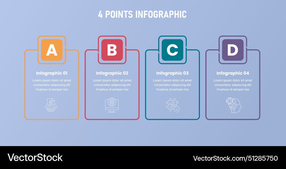 4 point stage or step infographic template Vector Image