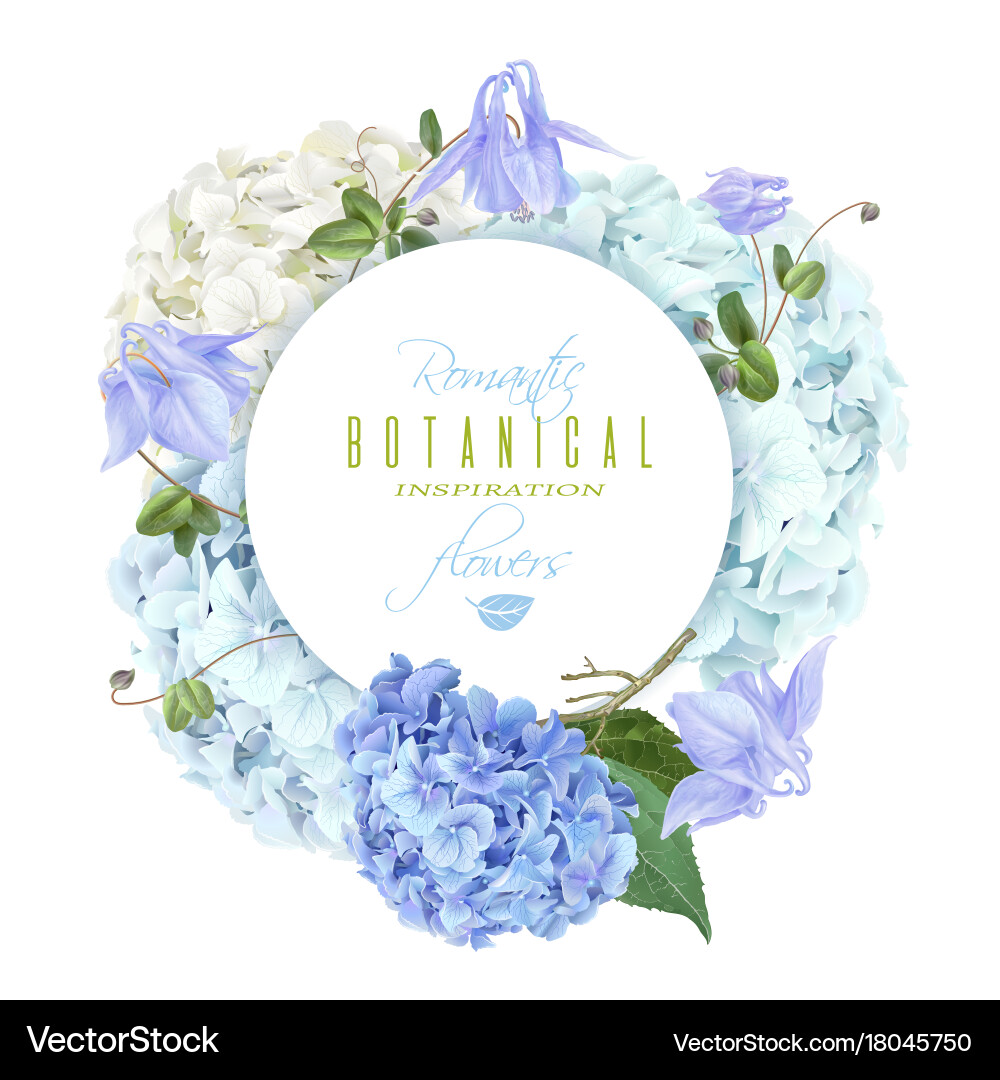 Blue Hydrangea Floral Banner Royalty Free Vector Image