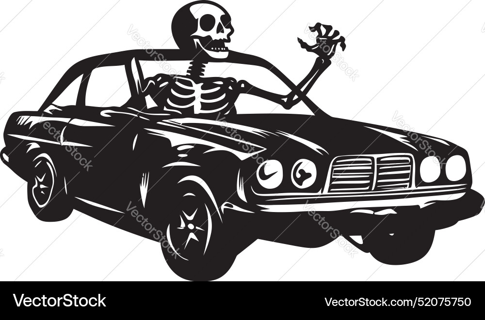 Ghost highway car with skeleton icon graphic Vector Image
