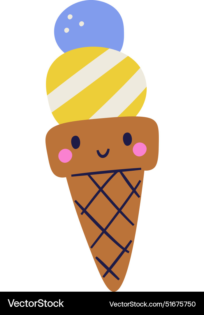 Ice cream cone character Royalty Free Vector Image