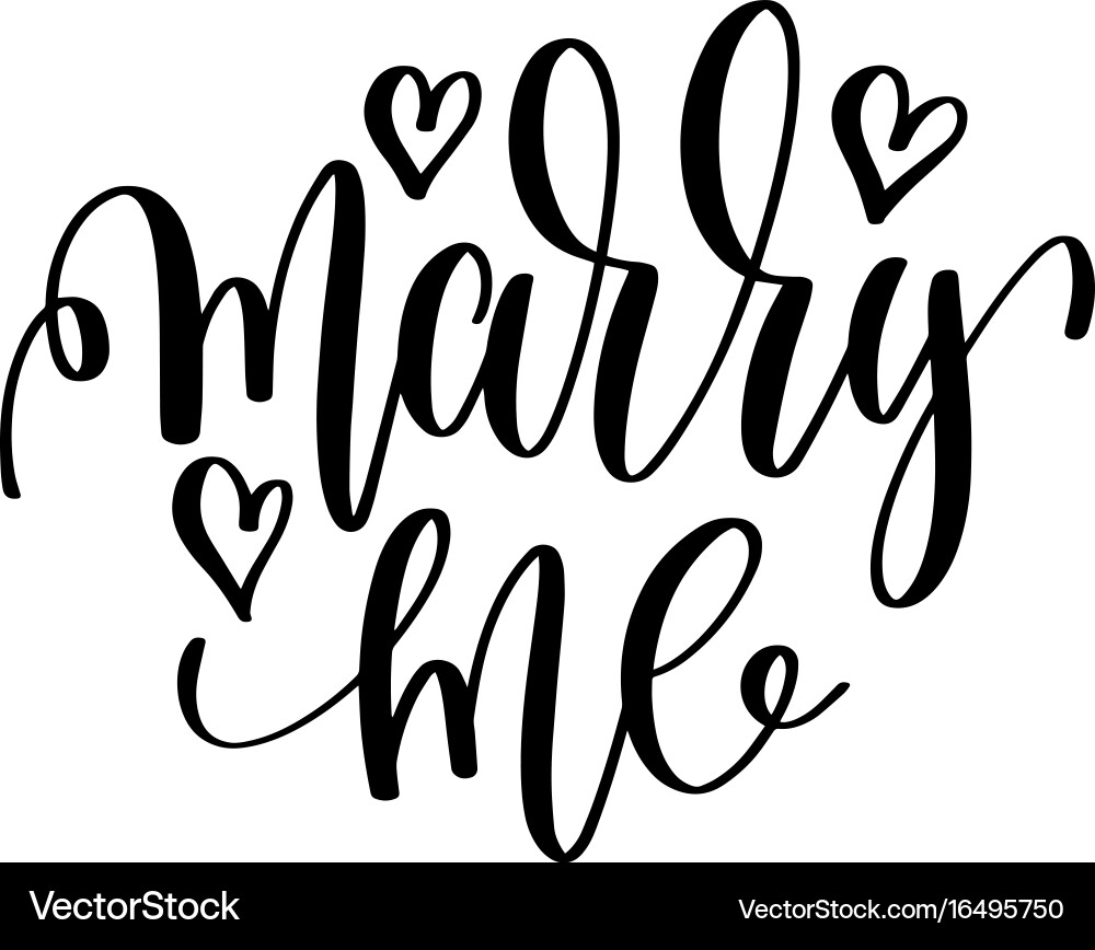 Marry me hand lettering romantic quote Royalty Free Vector