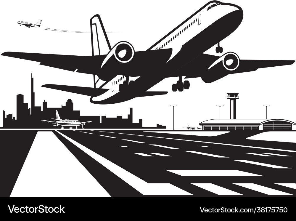 Passenger Plane Taking Off Royalty Free Vector Image