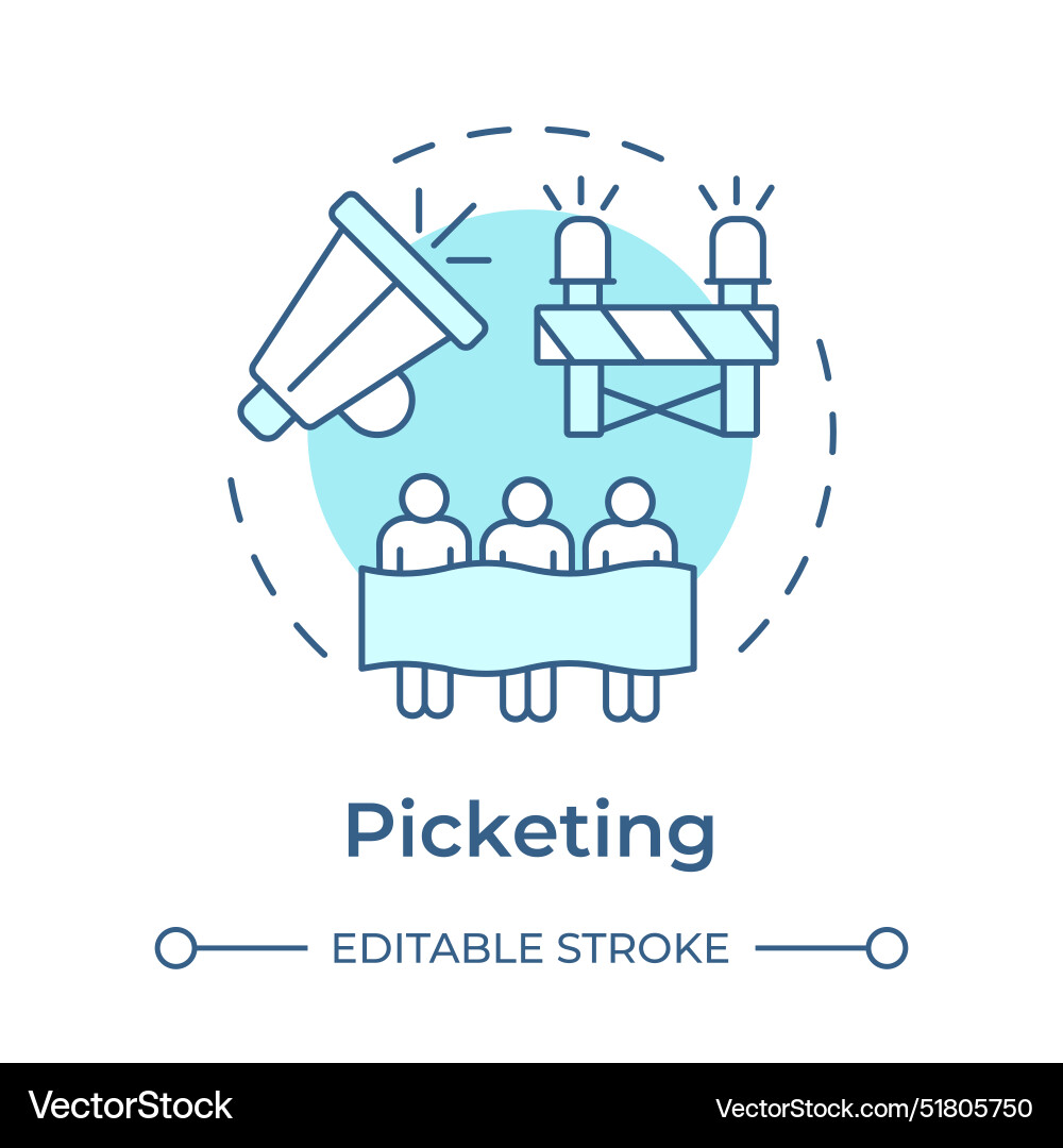 Picketing soft blue concept icon Royalty Free Vector Image
