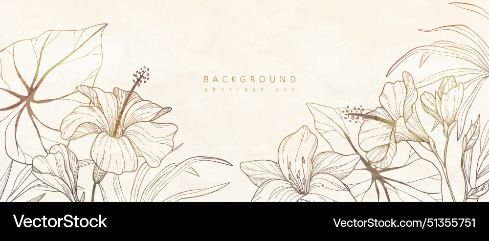 Botanical line background with flowers and leaves Vector Image