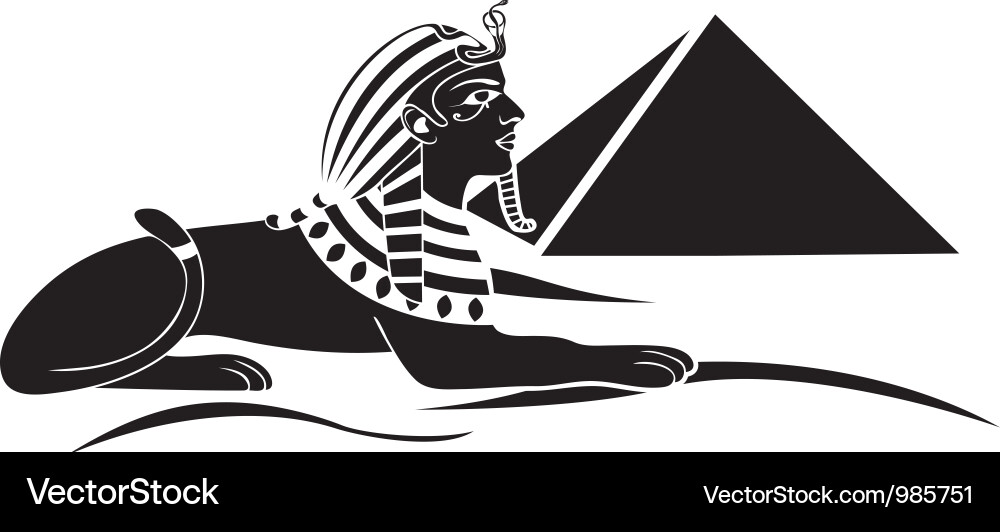 Egyptian sphinx with pyramid Royalty Free Vector Image