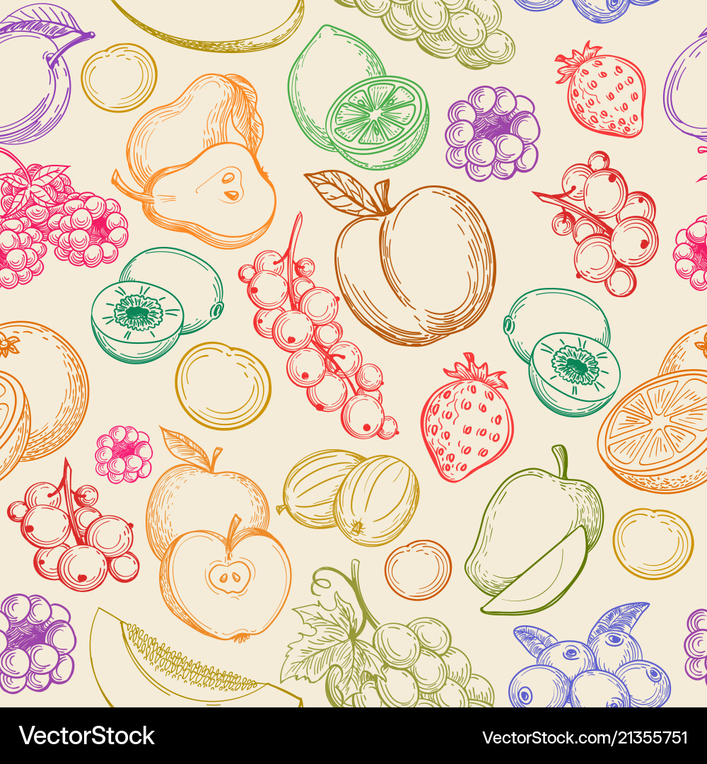 Fruits sketch pattern Royalty Free Vector Image