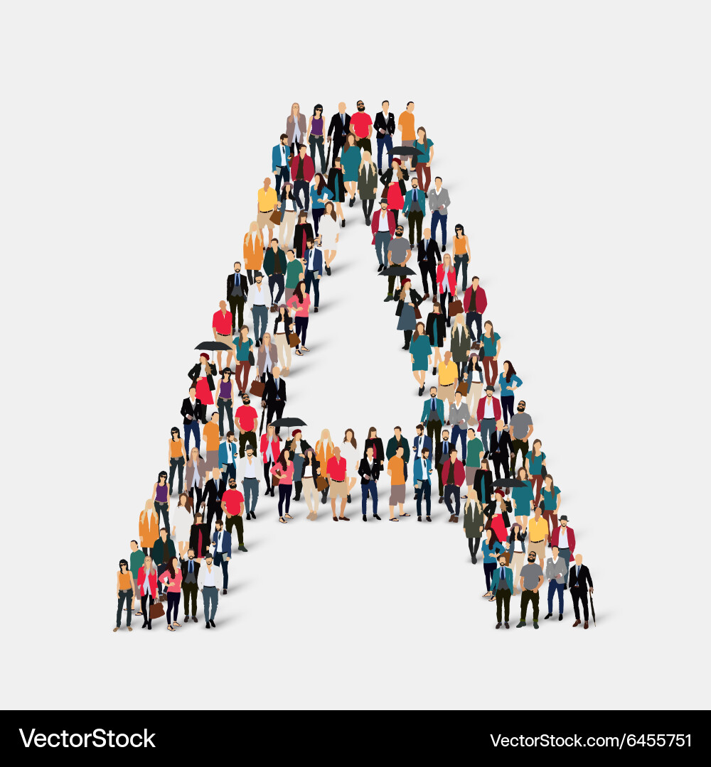 Group people letter form Royalty Free Vector Image