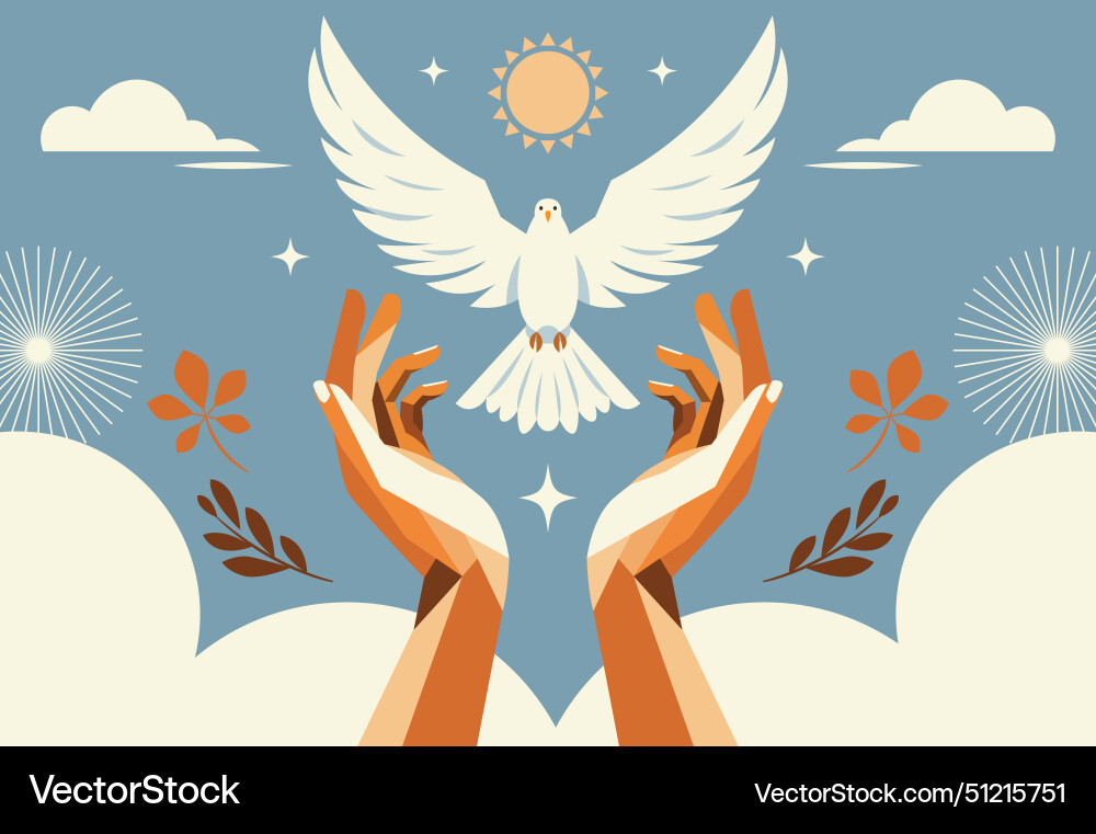 Hands releasing peace pigeon Royalty Free Vector Image