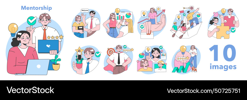 Mentorship set flat Royalty Free Vector Image - VectorStock