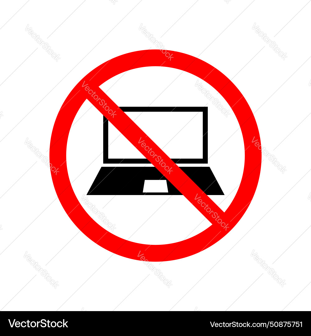 No laptop sign forbidden pc symbol Royalty Free Vector Image