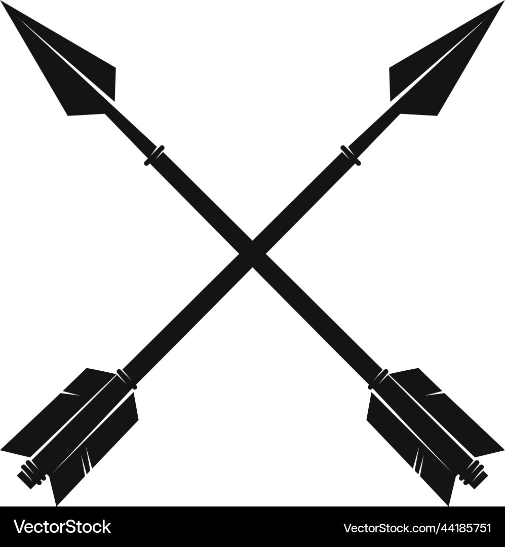 Two crossed black arrows for archery on white Vector Image