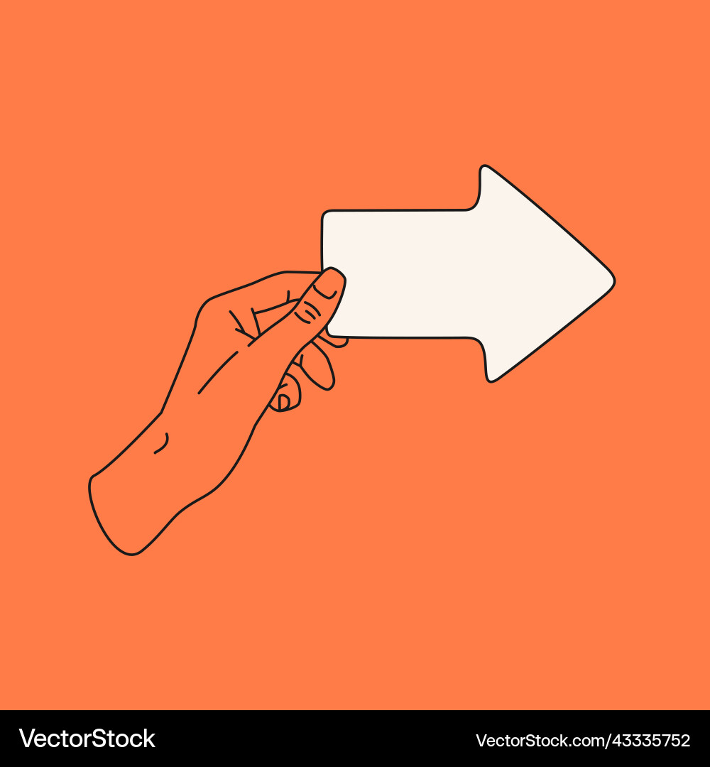 A human hand holds an arrow isolated object Vector Image