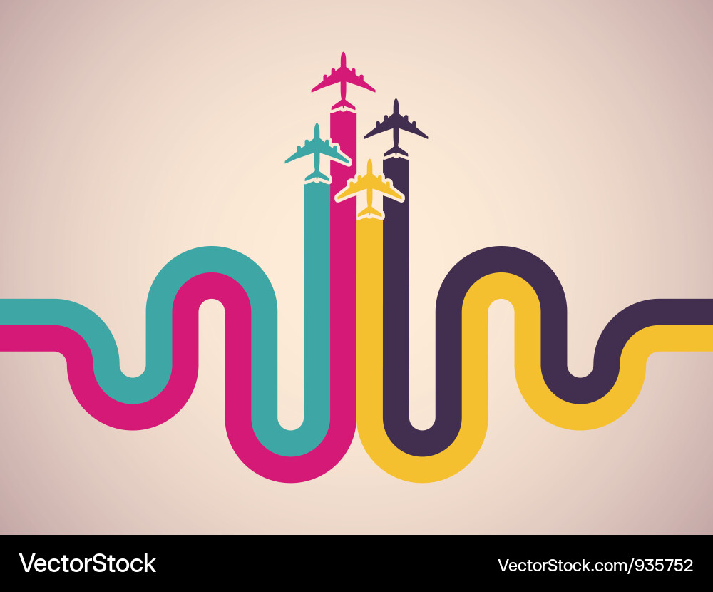 Background with colorful airplanes Royalty Free Vector Image