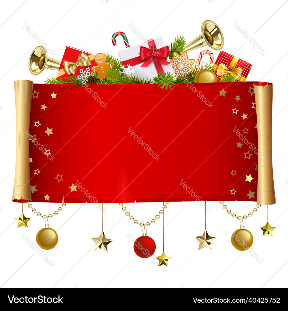 Christmas scroll Royalty Free Vector Image - VectorStock