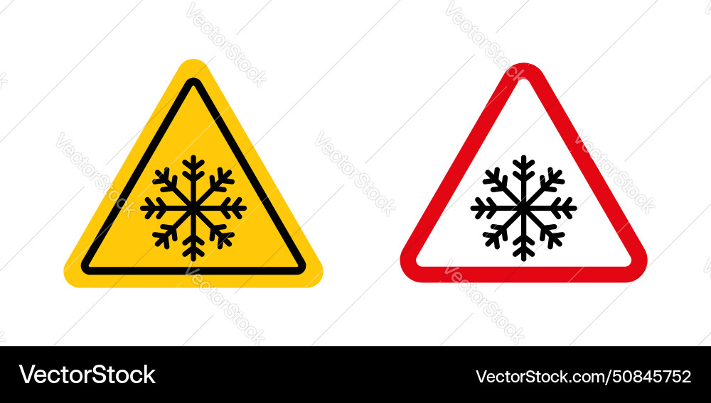 Cold warning sign icon set notice for low Vector Image