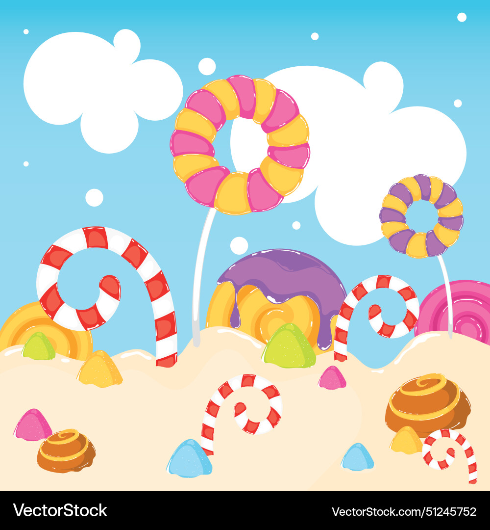 Colored candy land landscape sweet place Vector Image