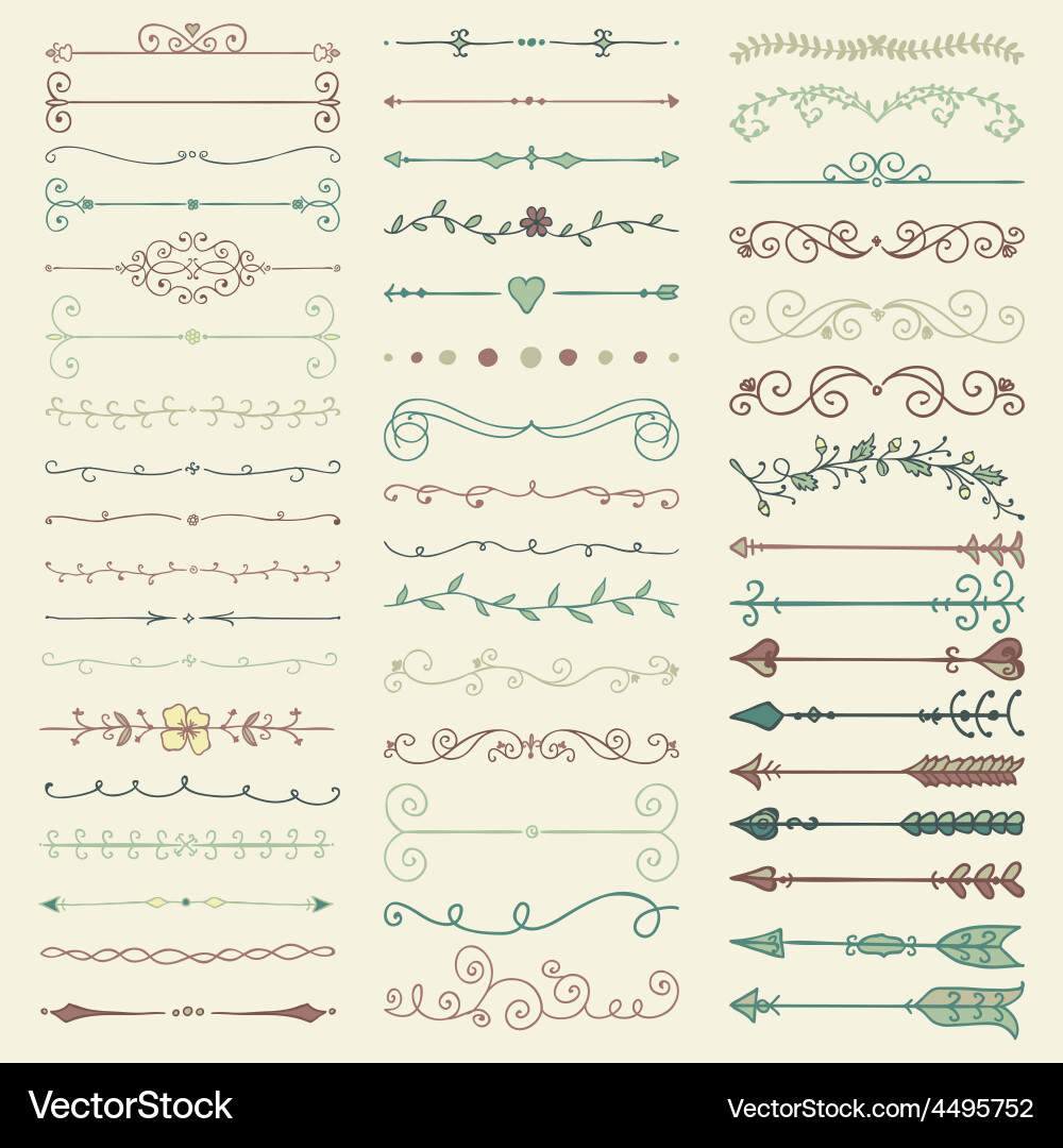 Colorful hand drawn dividers arrows Royalty Free Vector