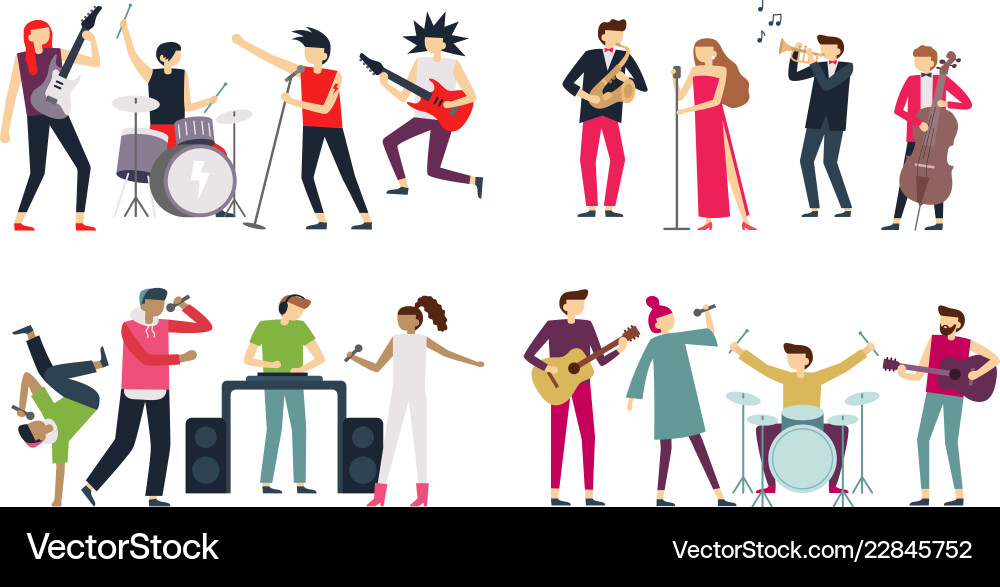 Diverse Musicians - Band & Solo Artists Vector Image