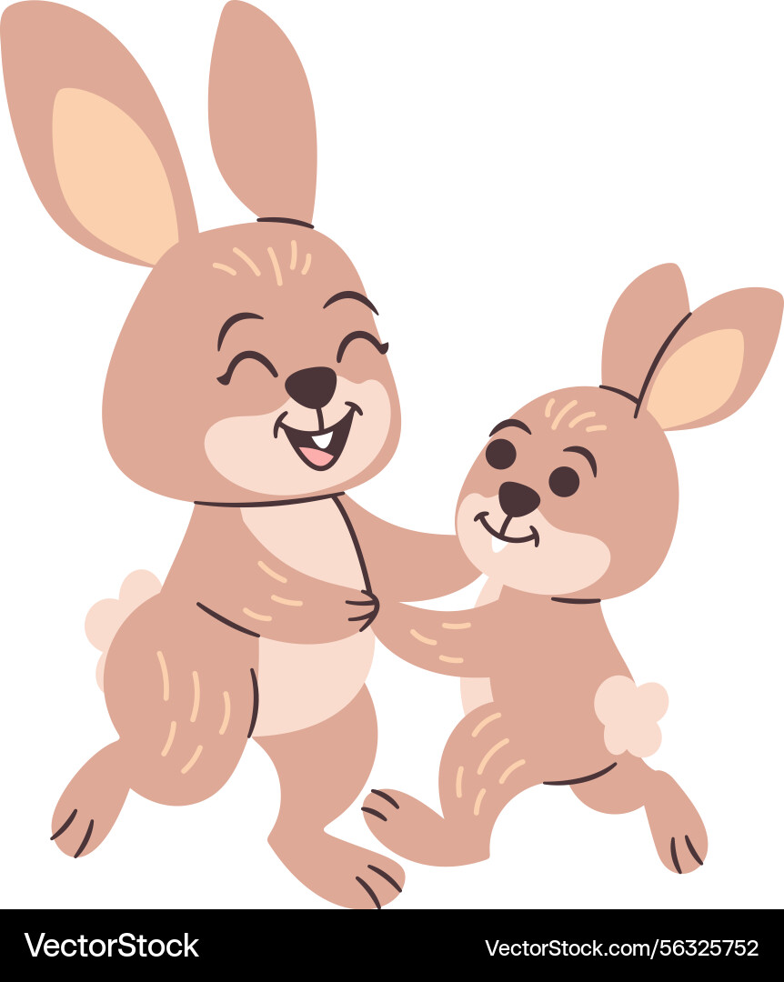 Hare family dancing hand drawn Royalty Free Vector Image