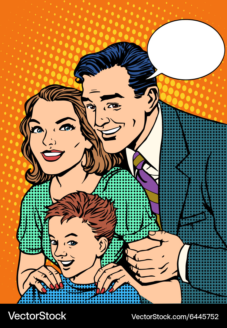Retro Family Portrait Royalty Free Vector Image