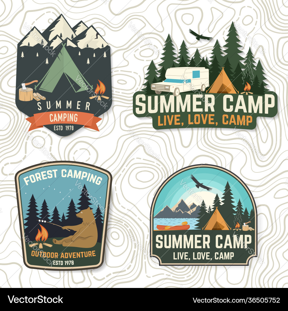 Summer Camp Patches - Collection Royalty Free Vector Image