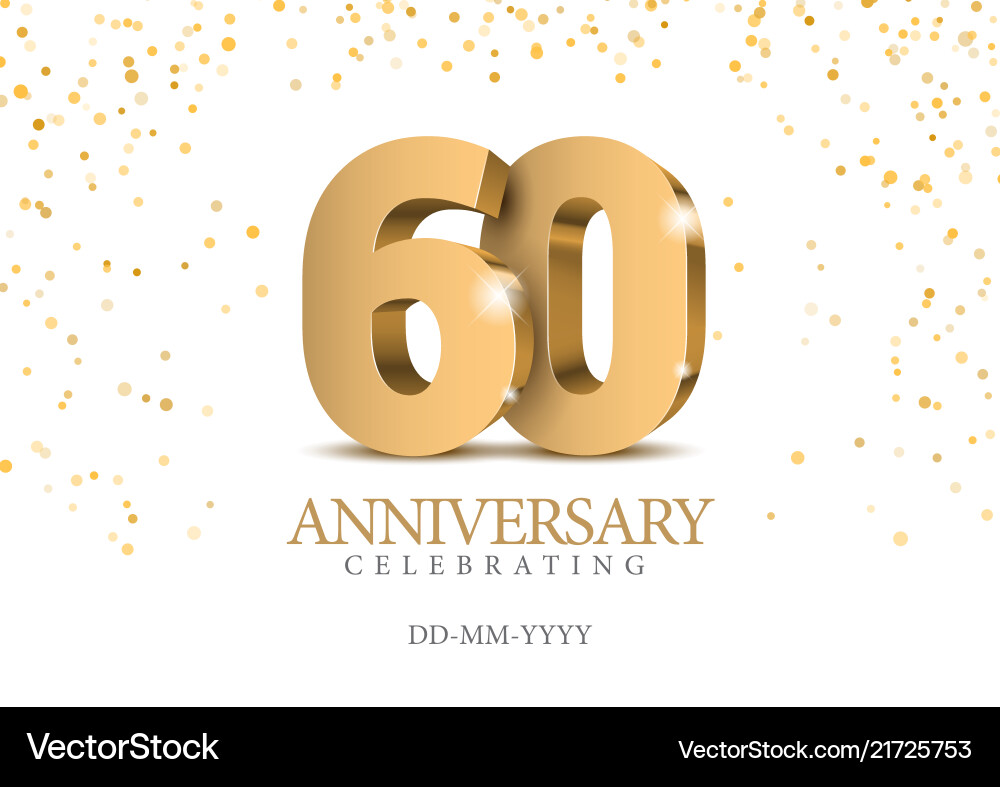 Gold 60th Anniversary Celebration Royalty Free Vector Image
