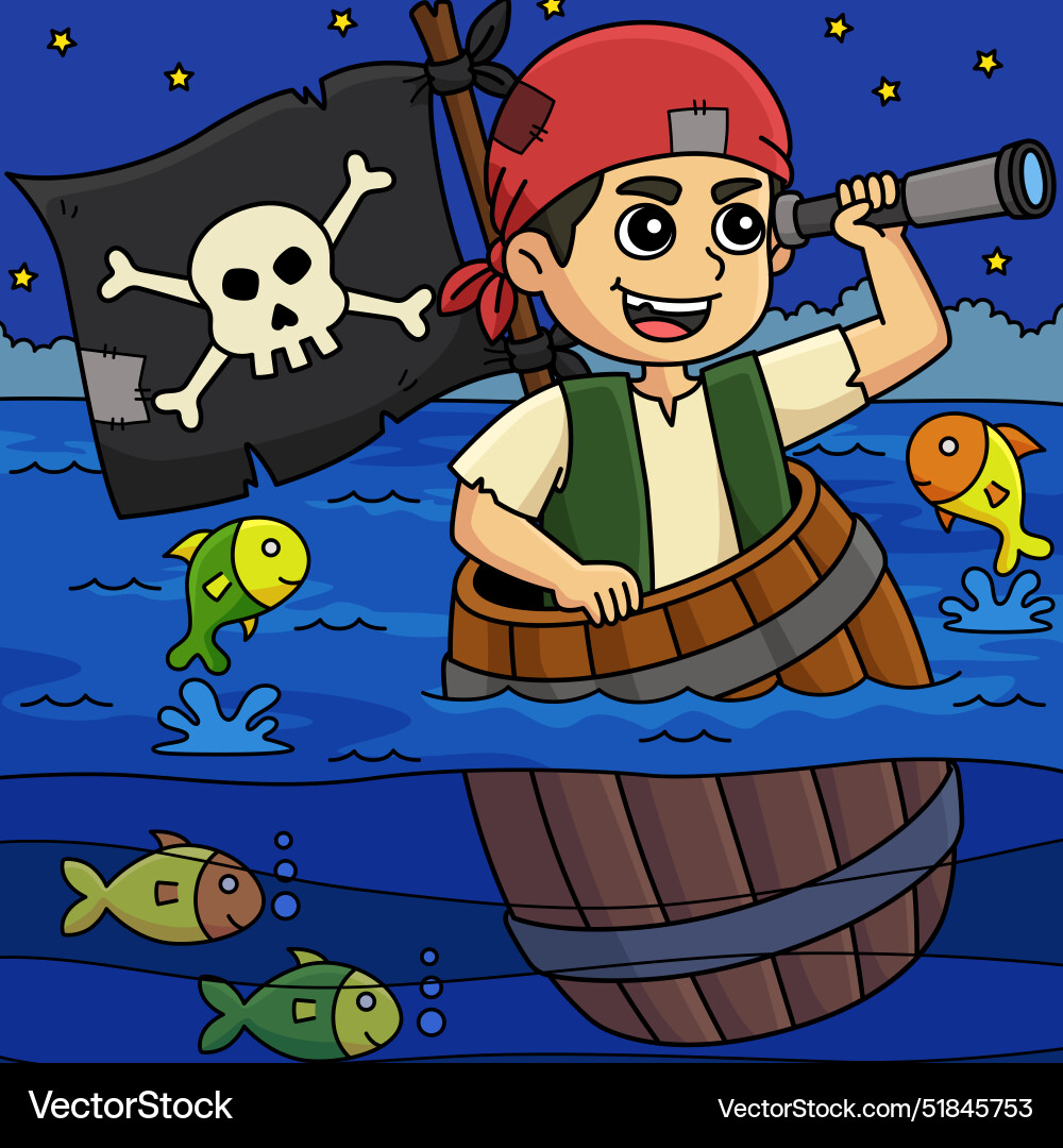 Lost pirate colored cartoon Royalty Free Vector Image