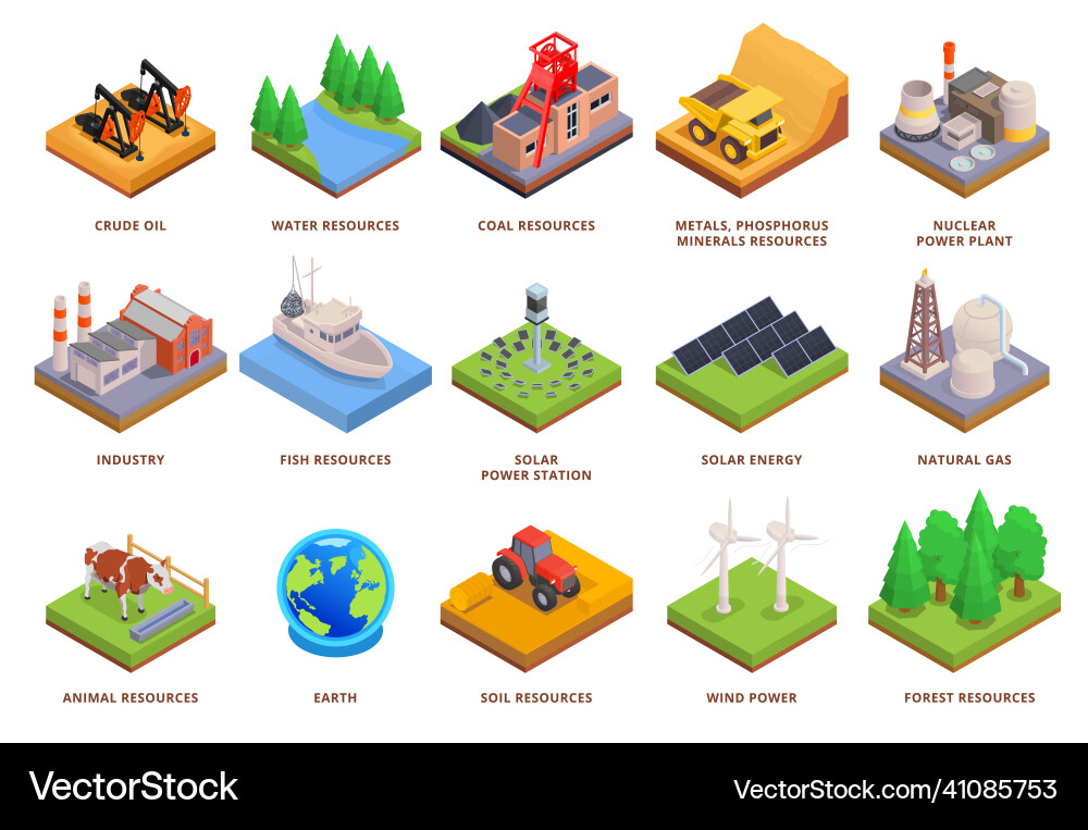 Natural resources set Royalty Free Vector Image