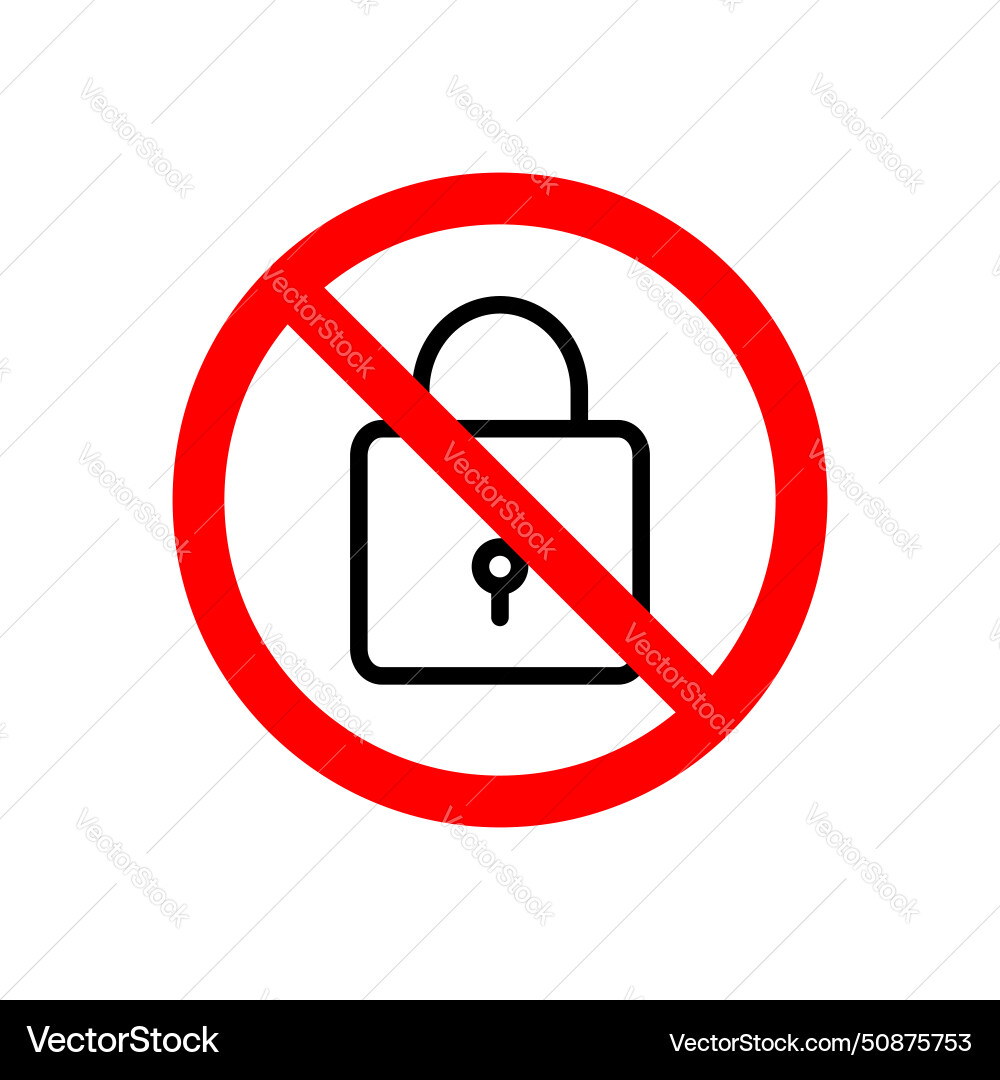 No lock sign computer security password symbol Vector Image