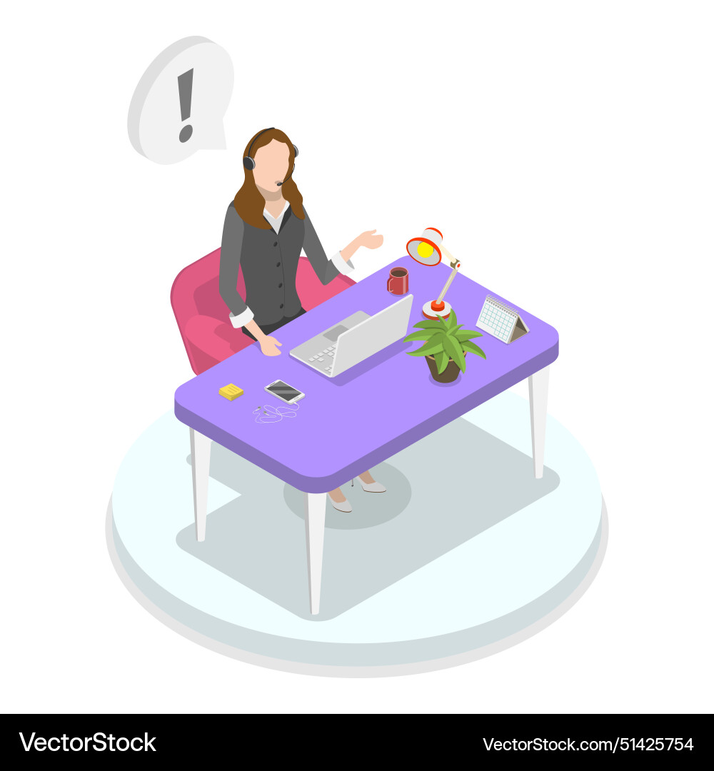 3d isometric flat of hybrid work Royalty Free Vector Image