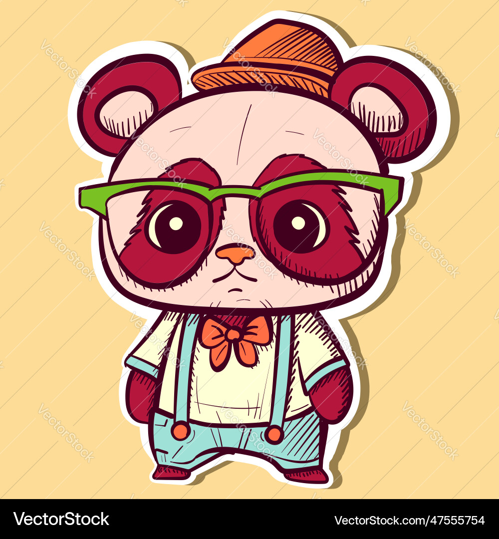 A kawaii chibi panda with hat Royalty Free Vector Image