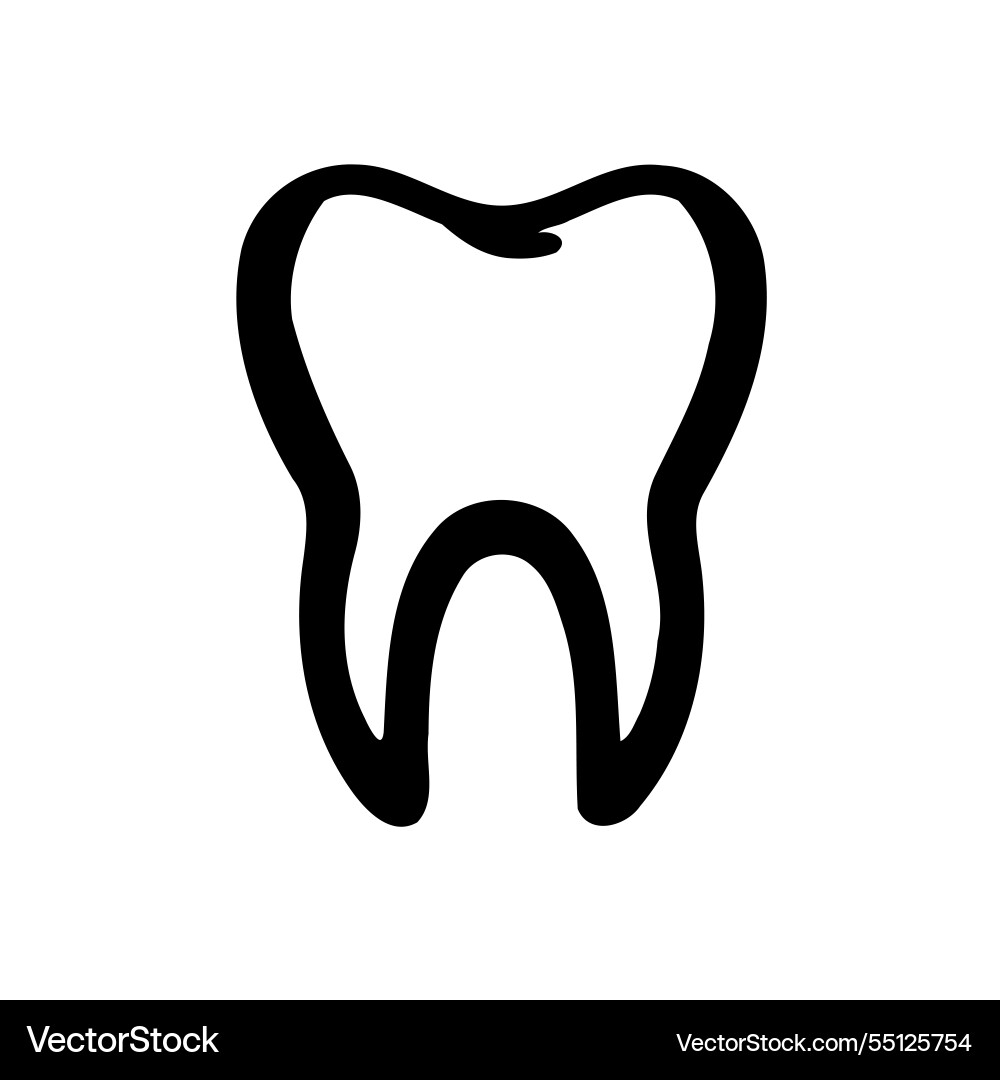 Black and white minimalist tooth Royalty Free Vector Image