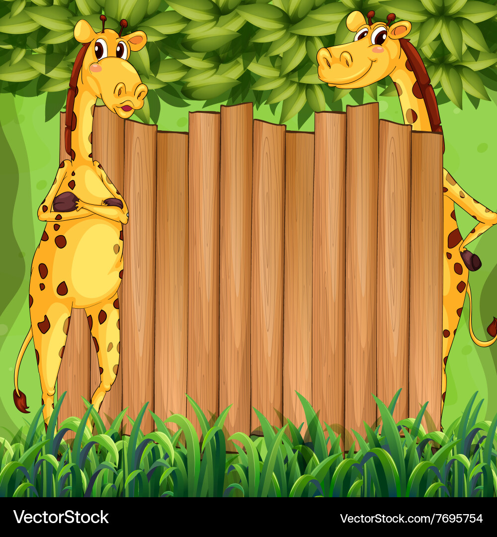 Border design with two giraffes Royalty Free Vector Image