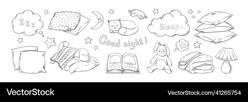 Cozy Sleep Doodle - Nighttime Dreams Royalty Free Vector