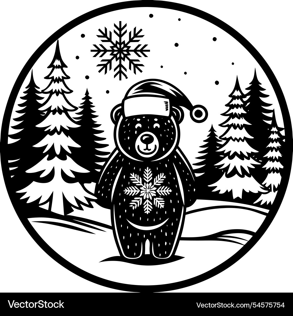 Festive bear winter wonderland design Royalty Free Vector