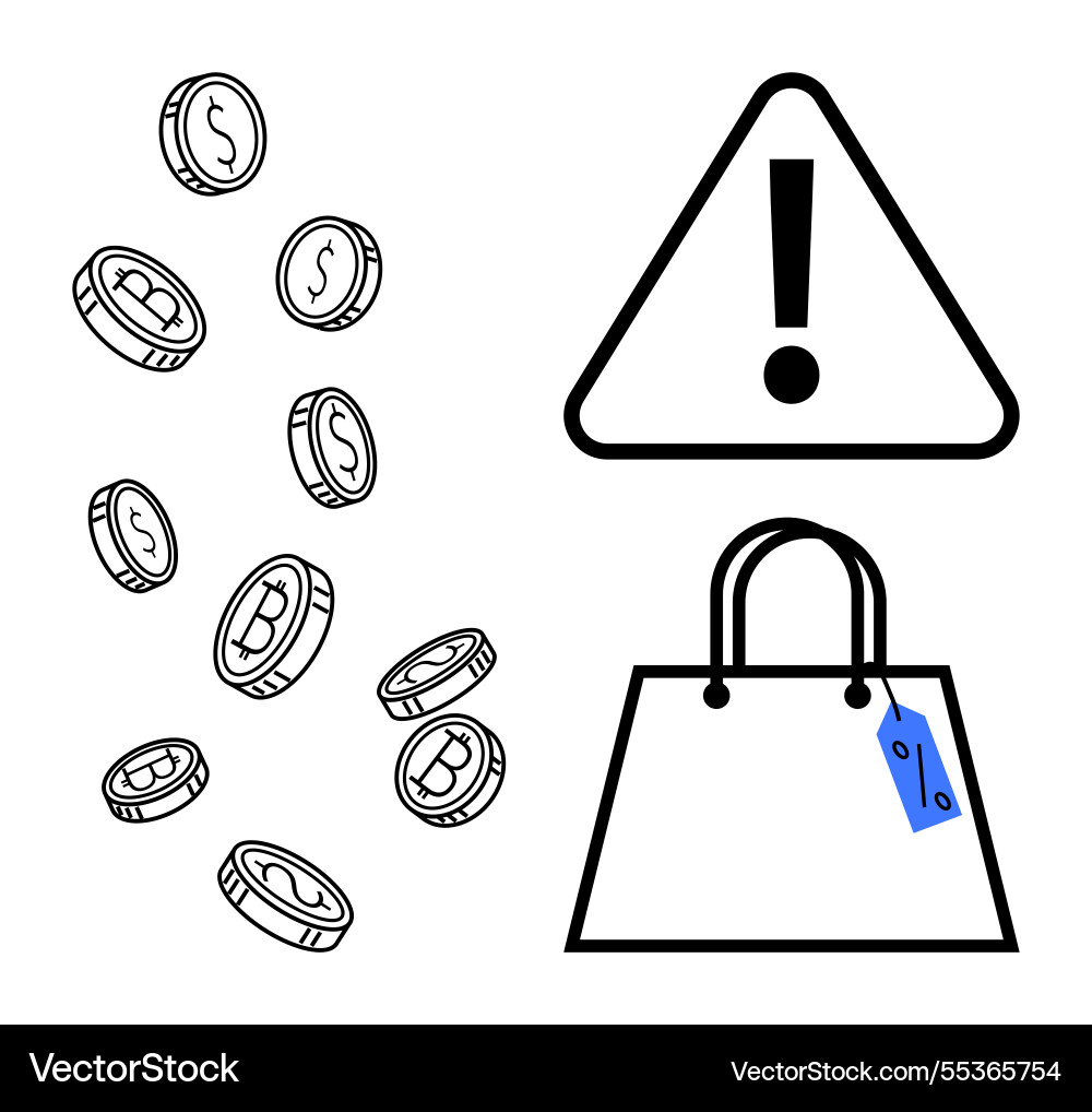 Financial caution in shopping scattered coins Vector Image