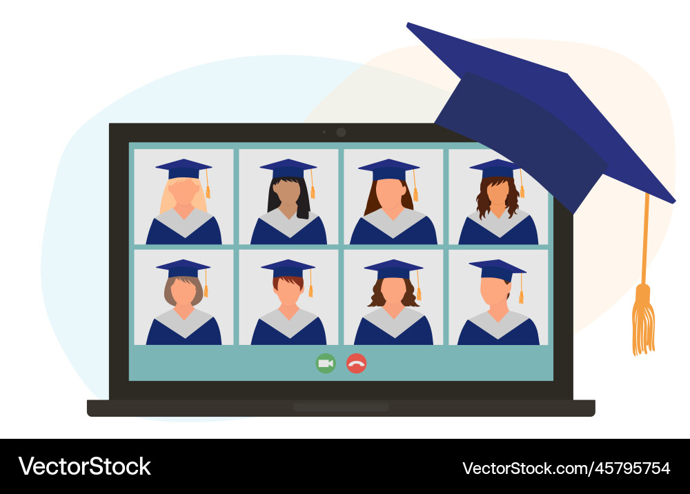 Graduate students in graduating clothing Vector Image