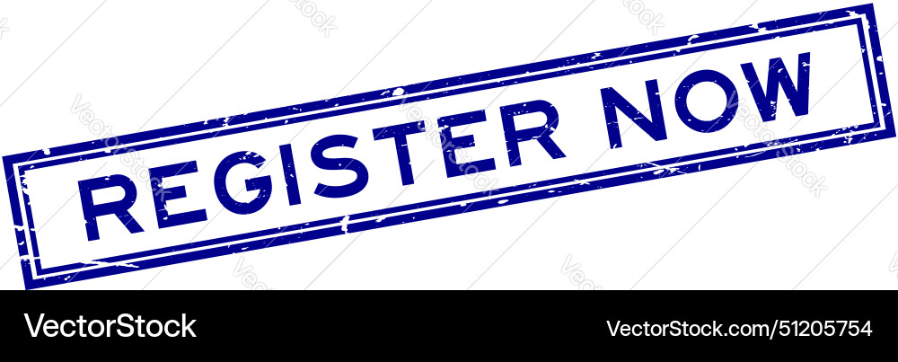 Grunge blue register now word square rubber seal Vector Image
