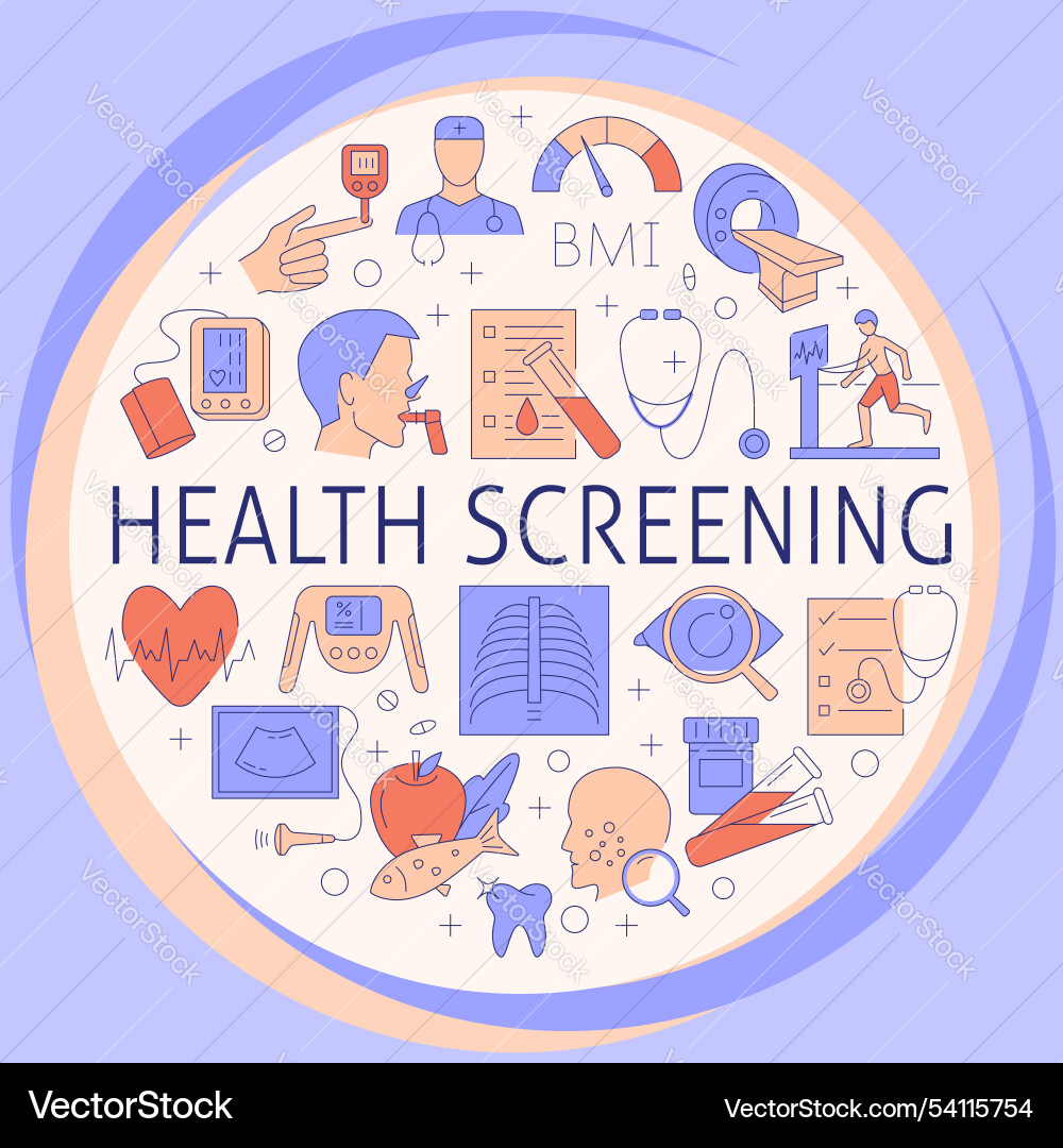 Health screening and diagnostics round poster Vector Image