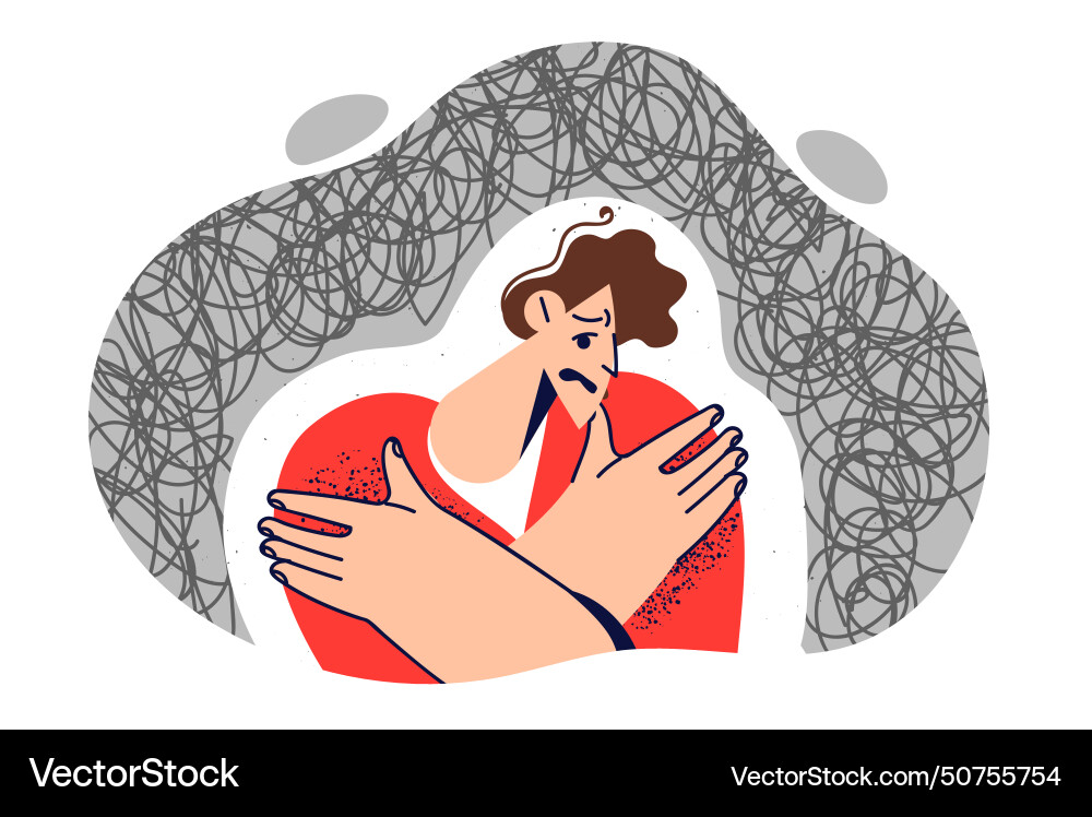 Man with severe psychological trauma experiences Vector Image