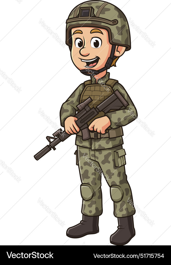 Modern soldier in uniform cartoon Royalty Free Vector Image